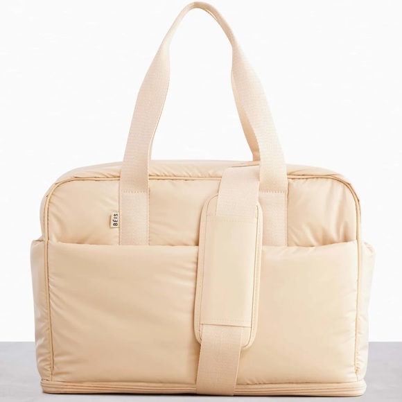 BEIS | Bags | Beis Expandable Puffy Duffle In Beige | Poshmark